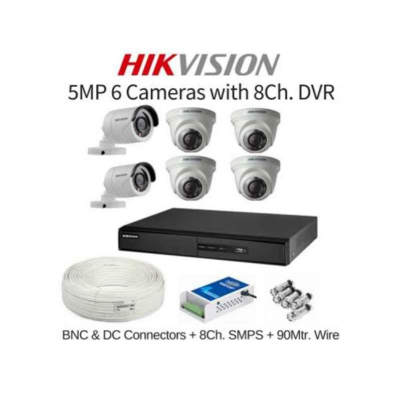 Buy Hikvision 6 Cameras 5MP with 8 Channel DVR Combo Kit - infernocart