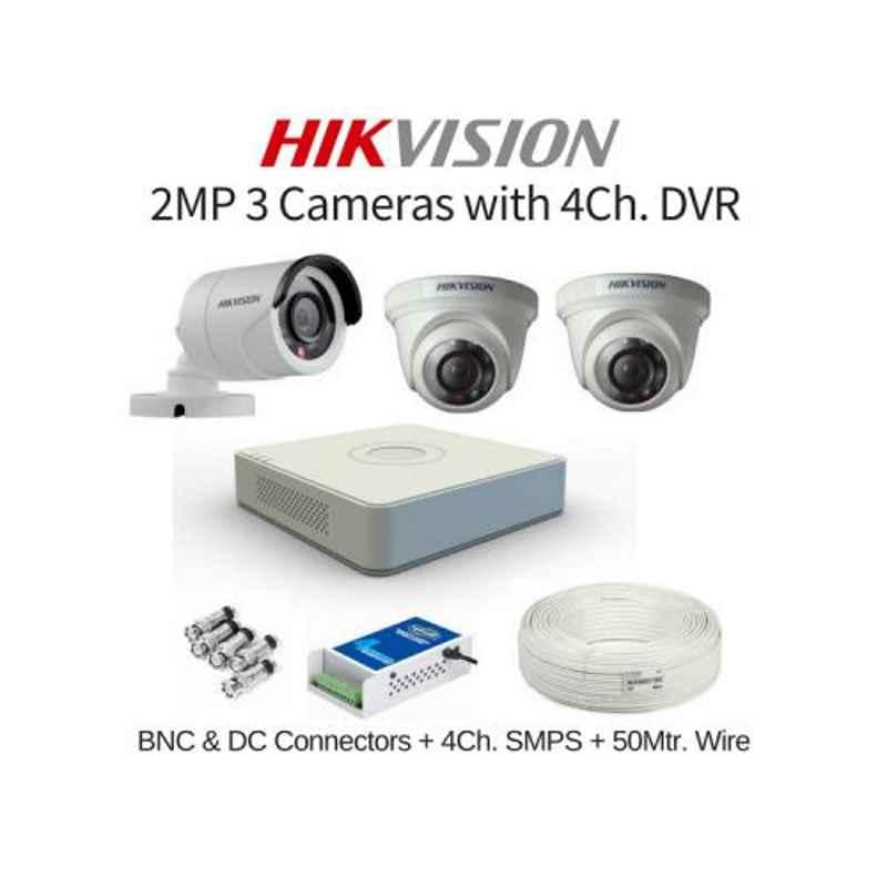 Buy Hikvision 3 Cameras 2MP with 4 Channel DVR Combo Kit - infernocart