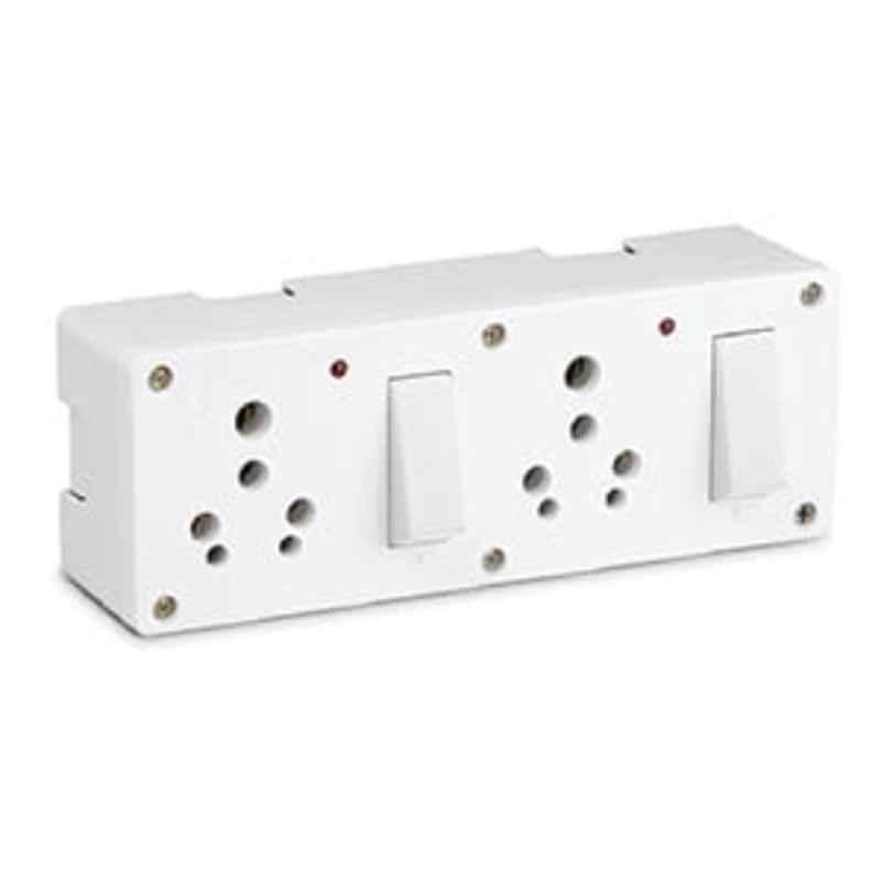 Buy Cona Smyle D 2252 16A Polycarbonate Double Switch Socket Combined ...